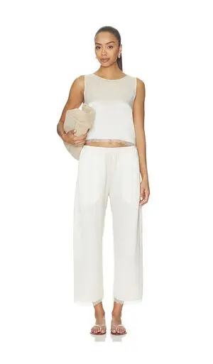 LESET Barb Lace Crop Sleeveless Crew In Cream