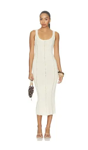 Tularosa Caleyna Faux Pearl Crochet Knit Dress - Ivory