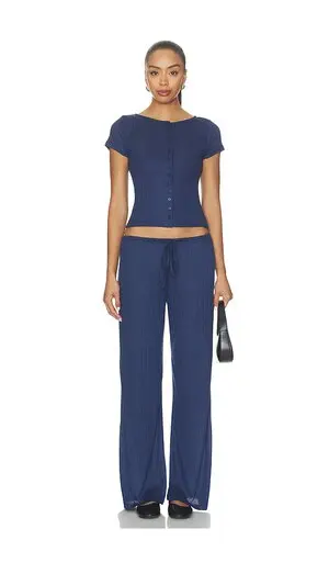 ALL THE WAYS Ribbed Knit Button-up Short Sleeve Top