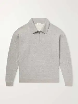 FRAME Cotton And Lyocell-blend Jersey Half-zip Sweatshirt - Gray