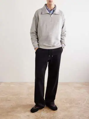 FRAME Cotton And Lyocell-blend Jersey Half-zip Sweatshirt