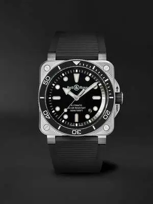 BELL & ROSS Br-03 Diver Automatic Stainless Steel Watch, Ref. Br03a-d-bl-st/srb - Black