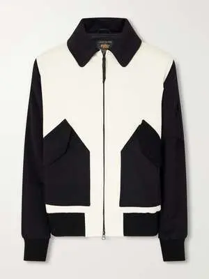 Golden Bear Two-tone Leather-trimmed Wool-felt Bomber Jacket - Ivory