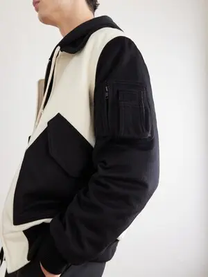 Golden Bear Two-tone Leather-trimmed Wool-felt Bomber Jacket - Neutrals