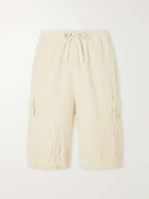Barena Venezia Wide-leg Cotton-corduroy Cargo Shorts - Cream