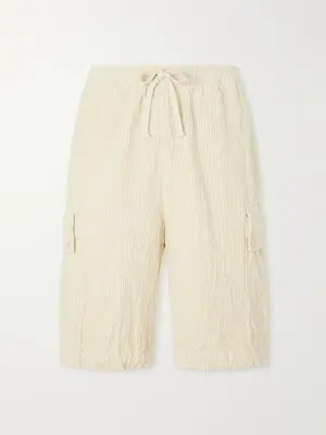 Barena Venezia Wide-leg Cotton-corduroy Cargo Shorts - Neutrals