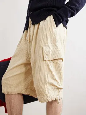 Barena Venezia Wide-leg Cotton-corduroy Cargo Shorts