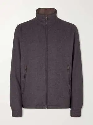 Herno Silk And Cashmere-blend Twill Bomber Jacket - Charcoal