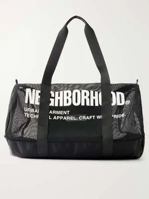 NEIGHBORHOOD Logo-print Mesh Weekend Bag - Black