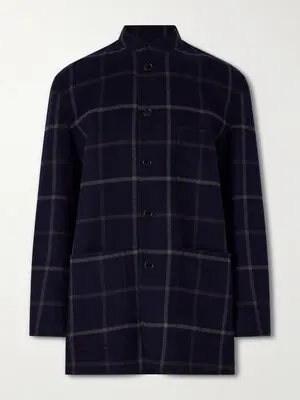 Dunhill Checked Wool-blend Coat - Blue