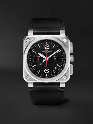 BELL & ROSS Br 03 Automatic Chronograph Stainless Steel Watch - Black