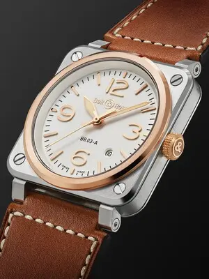BELL & ROSS Br 03 Automatic Watch In 18k Rose Gold And Steel