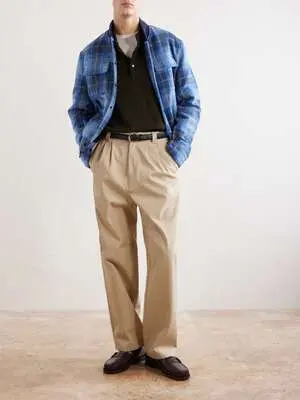 Golden Bear Leather-trimmed Wool Harris Tweed Bomber Jacket