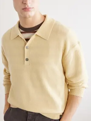 FRAME Wool Polo Sweater - Yellow