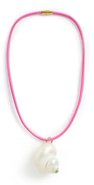 LOGAN TAY Cord Shell Pendant Necklace - Pink