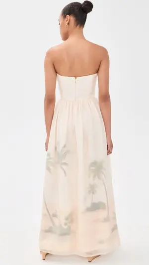 Agua Bendita Strapless Printed Maxi Dress