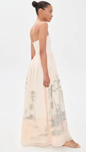 Agua Bendita Strapless Printed Maxi Dress