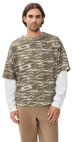 Rhude Tiger Camo Double-layered Tee - Camo/white