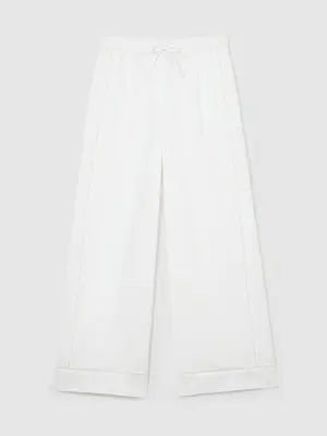 REISS Petite Cotton Cheesecloth Wide-leg Trousers