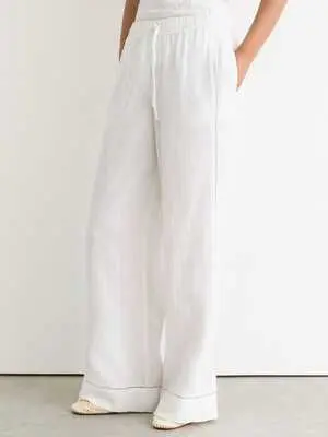 REISS Petite Cotton Cheesecloth Wide-leg Trousers