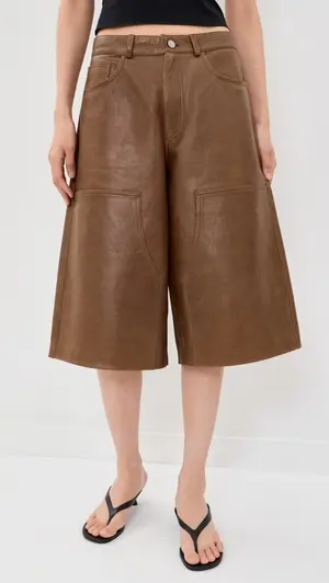 HAIKURE Silky Leather Patchwork Shorts