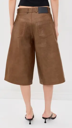 HAIKURE Silky Leather Patchwork Shorts