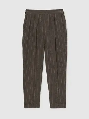 ATELIER Linen-cotton Pinstripe Classic-fit Trousers
