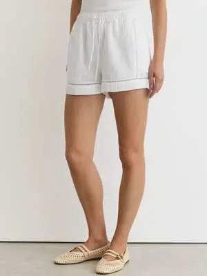 REISS Rue Cotton Cheesecloth Stitch-detail Shorts