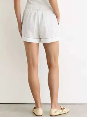 REISS Rue Cotton Cheesecloth Stitch-detail Shorts