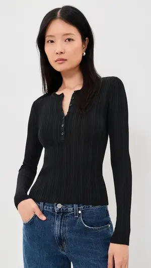 Z Supply Rowena Fine Knit Henley Tee