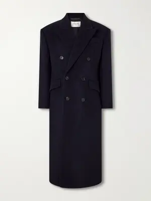 Saint Laurent Double-breasted Wool-blend Coat - Blue