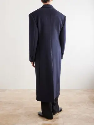 Saint Laurent Double-breasted Wool-blend Coat With Peak Lapels