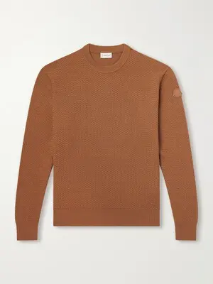 Moncler Logo-appliquéd Wool And Cashmere-blend Sweater - Brown