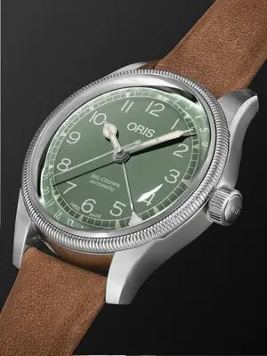 ORIS Big Crown Pointer Date Automatic Stainless Steel Watch With Brown Leather Strap