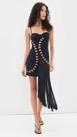 PatBO Delya Beaded Fringe Mini Dress