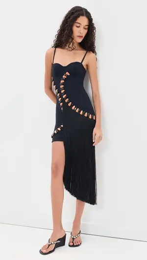 PatBO Delya Beaded Fringe Mini Dress