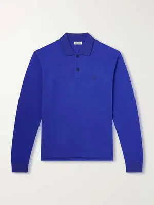 JIL SANDER Logo-embroidered Cotton-piqué Polo Shirt - Blue