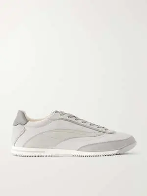 Brunello Cucinelli Runner Suede And Leather-trimmed Shell Sneakers - Gray