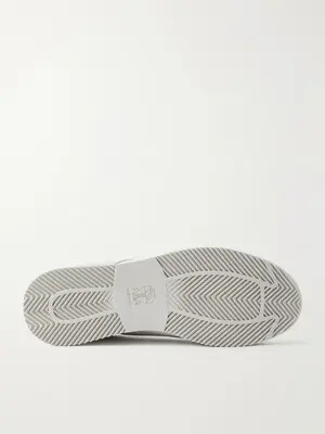 Brunello Cucinelli Paneled Suede And Shell Lace-up Sneakers