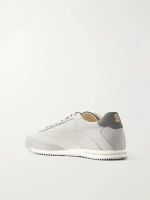 Brunello Cucinelli Paneled Suede And Shell Lace-up Sneakers
