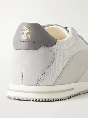 Brunello Cucinelli Paneled Suede And Shell Lace-up Sneakers