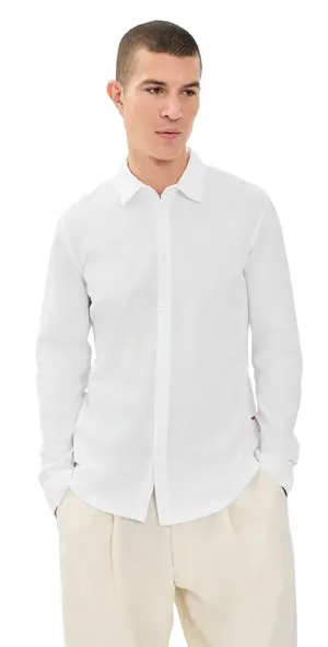 Orlebar Brown Giles Pique Knit Button Down - White