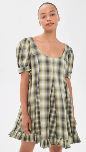 DAMSON MADDER Sabina Check Mini Godet Dress