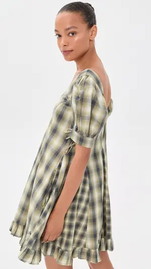 DAMSON MADDER Sabina Check Mini Godet Dress
