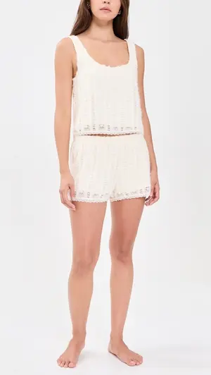 Z Supply Ella Lace Shorts With Scalloped Trim