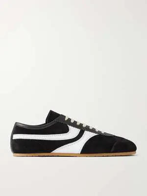 Dries Van Noten Leather-trimmed Suede Sneakers - Black