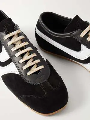 Dries Van Noten Leather-trimmed Suede Sneakers