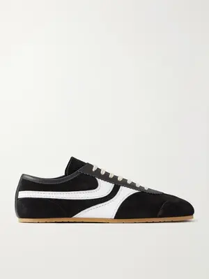 Dries Van Noten Suede Sneakers With Leather Trim - Black