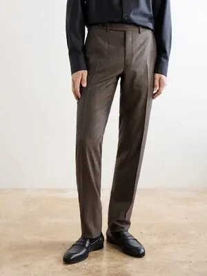 Brioni Plume Straight-leg Herringbone Wool Suit Trousers