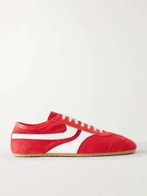 Dries Van Noten Leather-trimmed Suede Sneakers - Red